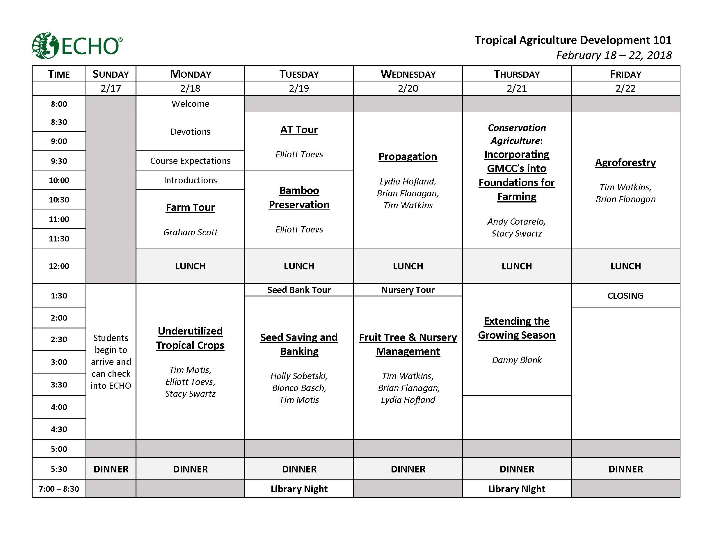 Course Promo_2019 TAD 101 Schedule | ECHOcommunity.org