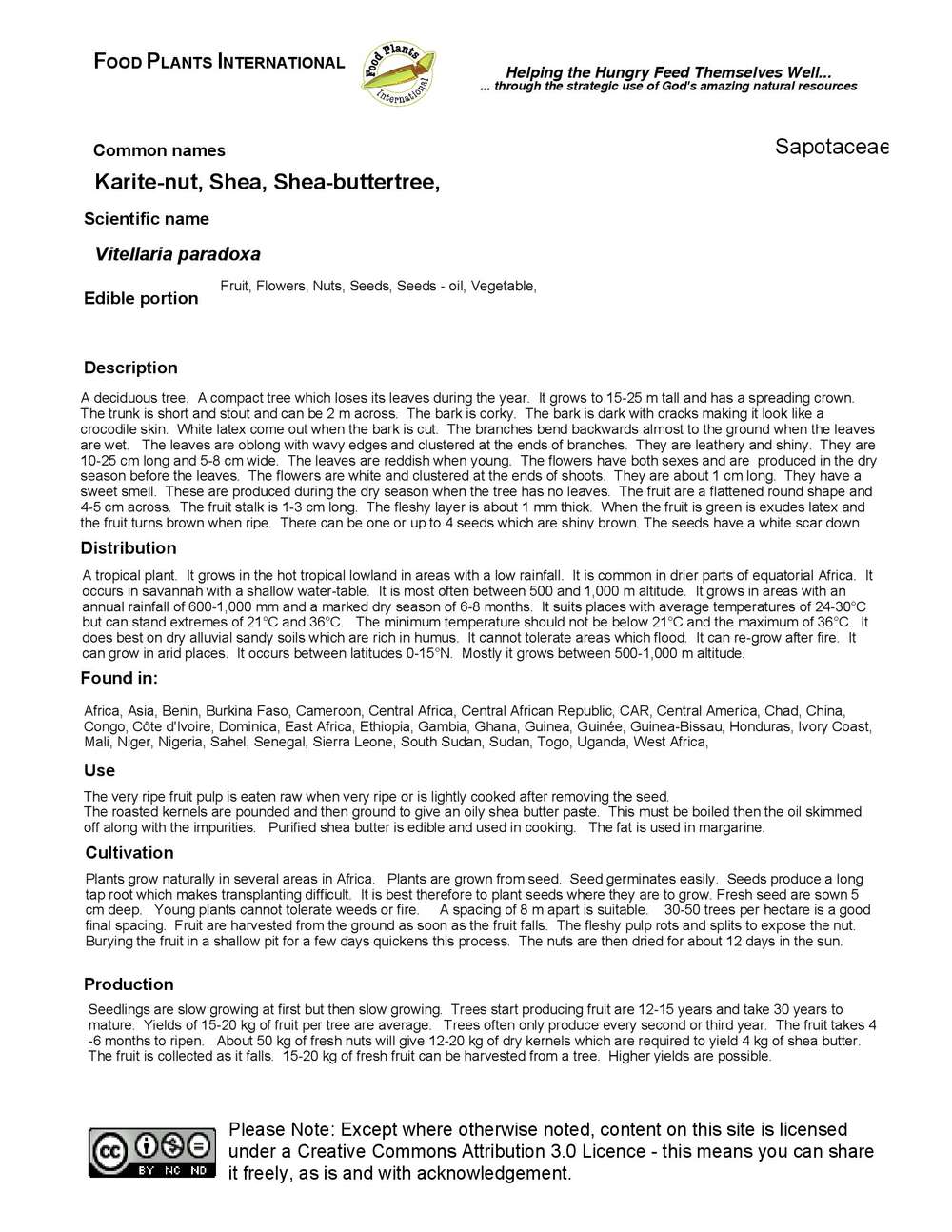 Vitellaria paradoxa - Shea | ECHOcommunity.org