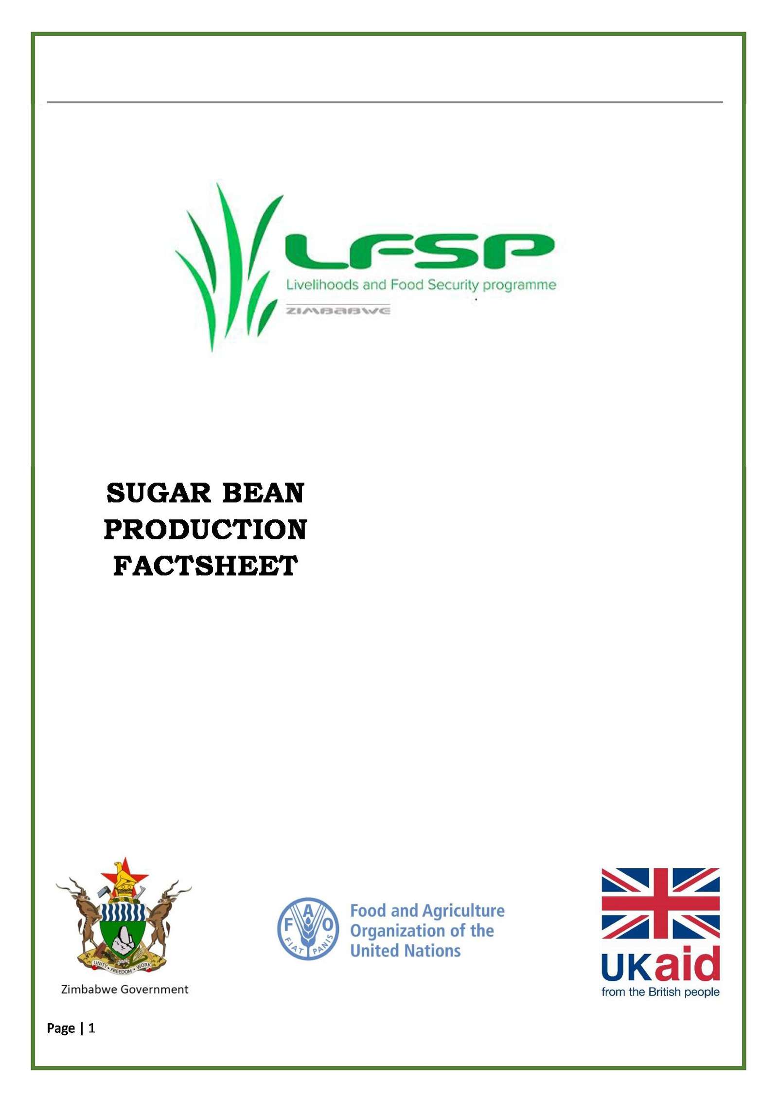 C - Sugar Bean Production Factsheet – LSFP | ECHOcommunity.org
