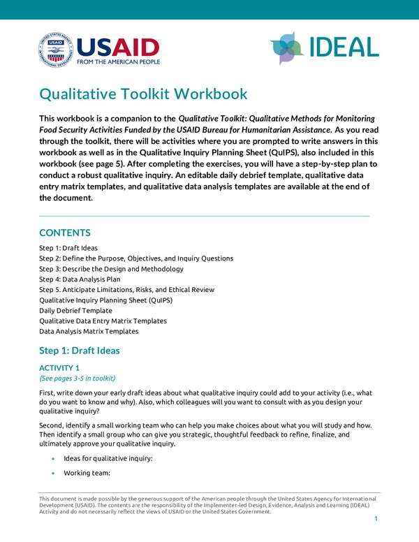 Qualitative Toolkit Workbook | ECHOcommunity.org