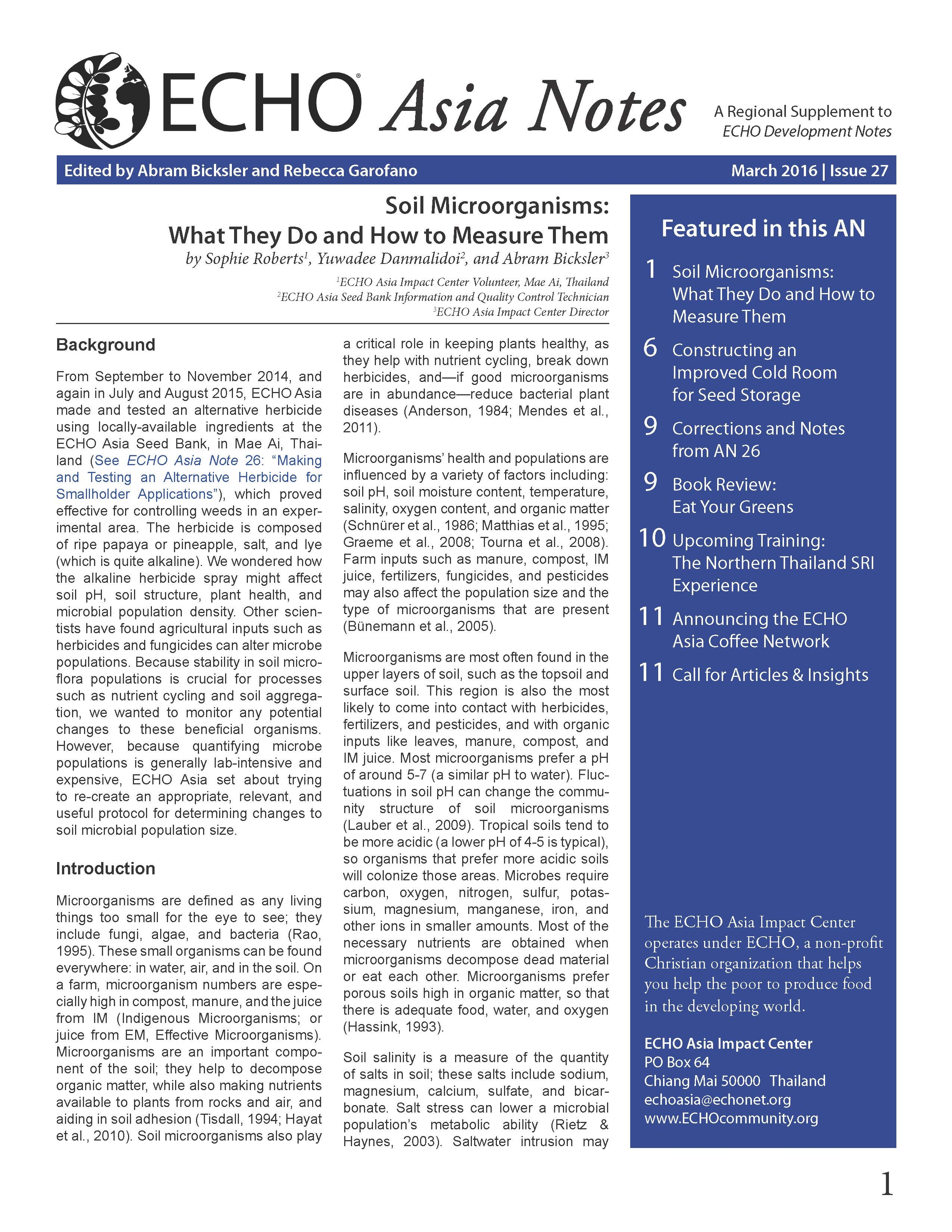 Asia Notes 27 | ECHOcommunity.org