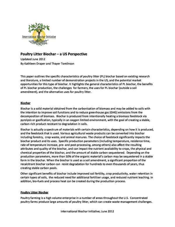 Poultry Litter Biochar – a US Perspective | ECHOcommunity.org