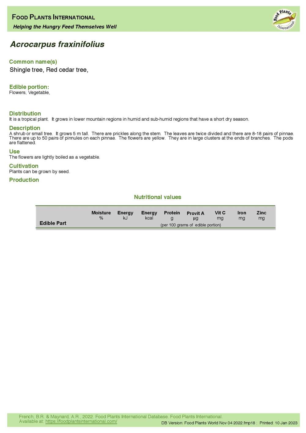 Acrocarpus fraxinifolius - Shingle Tree | ECHOcommunity.org