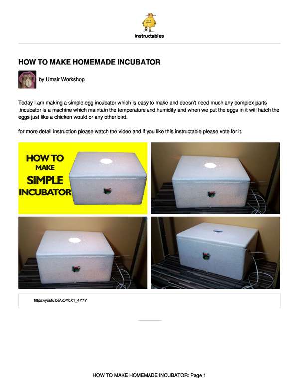 Homemade Egg Incubator/Hatcher – Calvin E. Roberts | ECHOcommunity.org