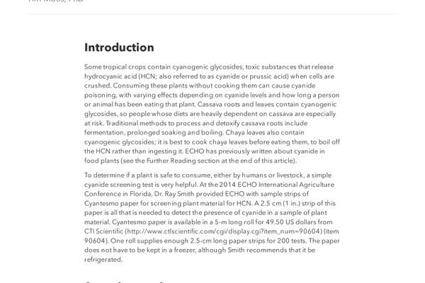 Cyantesmo Paper for Detecting Cyanide | ECHOcommunity.org