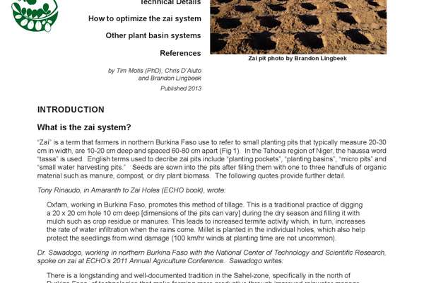 Zai Pit System | ECHOcommunity.org