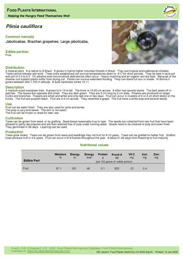 Food Plants International - Plant Fact Sheets | ECHOcommunity.org