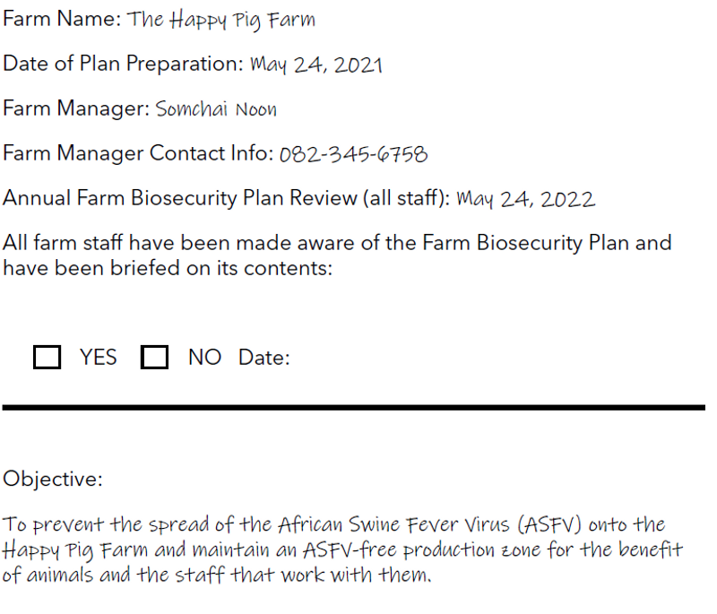 [Example] Small Farm Biosecurity Plan | ECHOcommunity.org