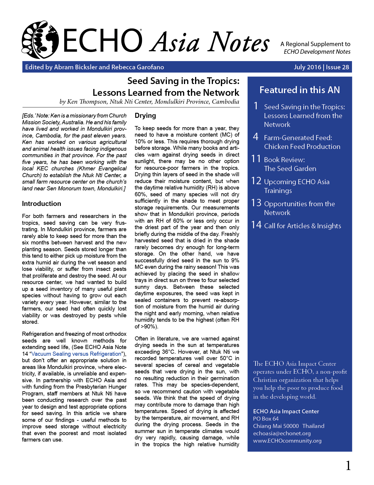 Asia Note 28 | ECHOcommunity.org